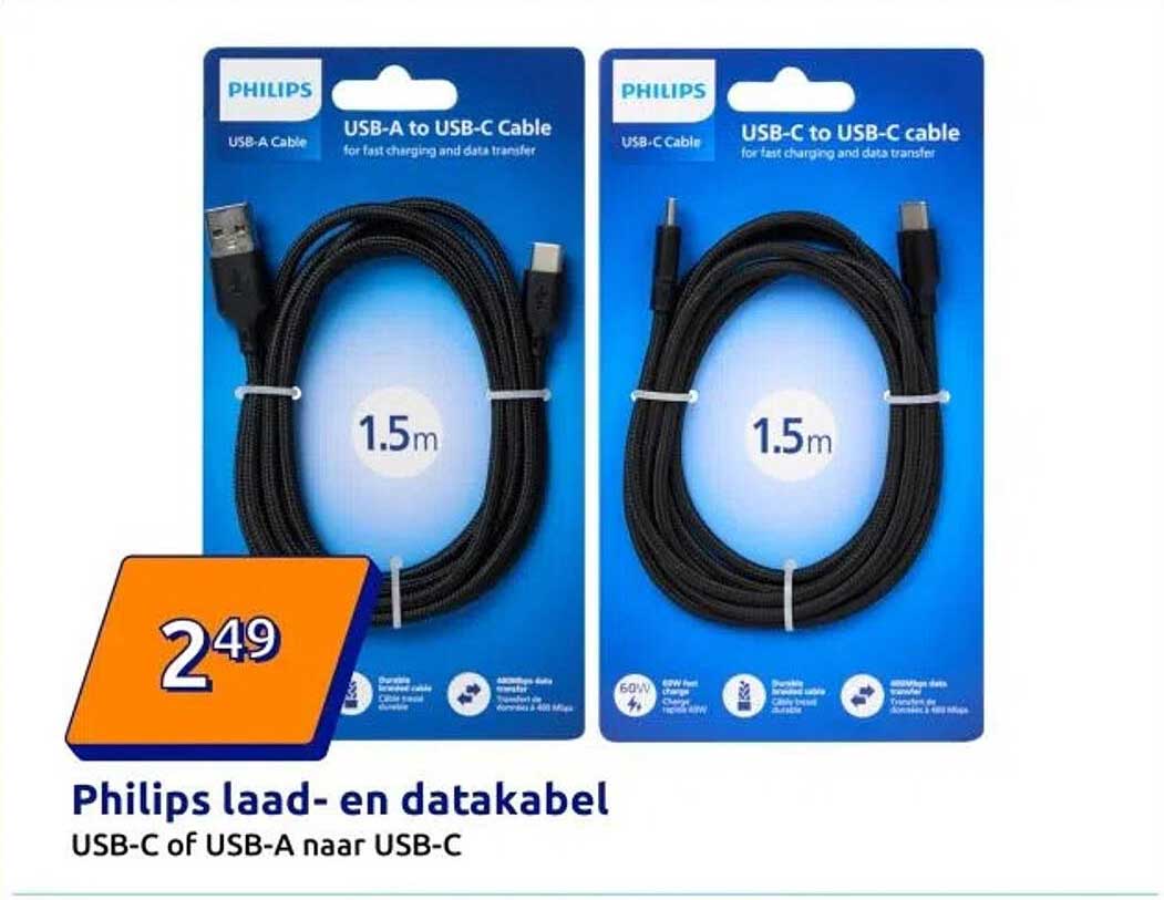 Philips Laad- En Datakabel Aanbieding bij Action - FolderFeest.nl