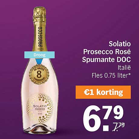 Solatio Prosecco Rosé Spumante Doc Aanbieding bij Albert Heijn ...