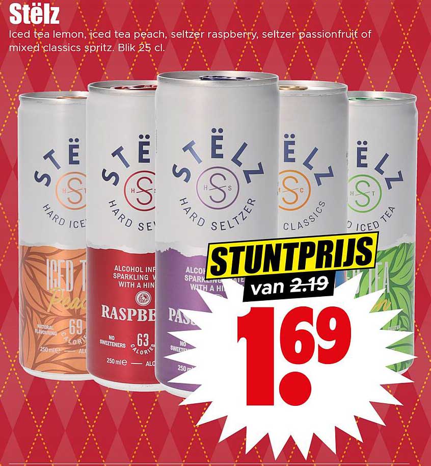 Stëlz Hard Seltzer Iced Tea En Seltzers Aanbieding bij Dirk ...