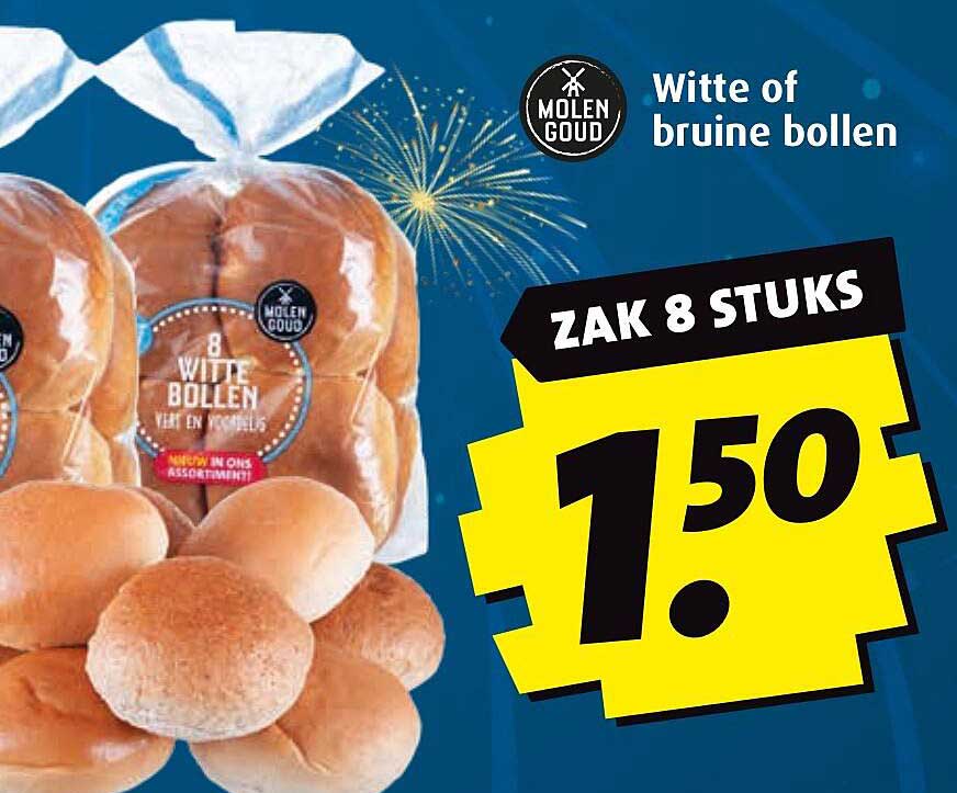 Witte Of Bruine Bollen - Zak 8 Stuks Aanbieding bij Boni - FolderFeest.nl