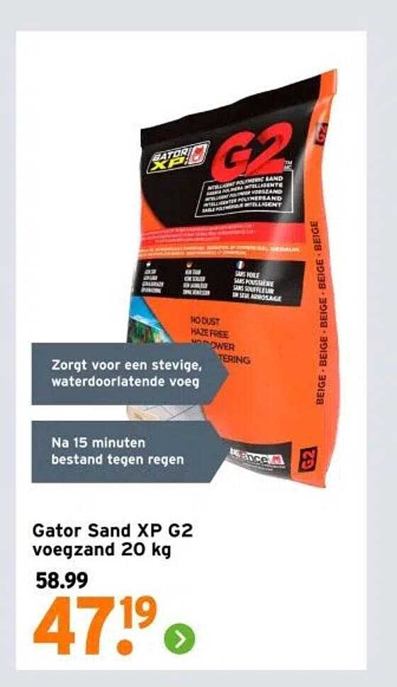 Gator Sand Xp G2 Voegzand 20 Kg Aanbieding bij GAMMA - FolderFeest.nl