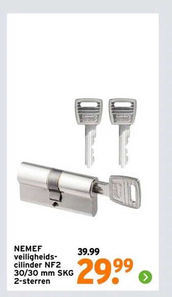 Nemef Veiligheids-Cilinder Nf2 30/30 Mm Skg 2-Sterren Aanbieding bij ...