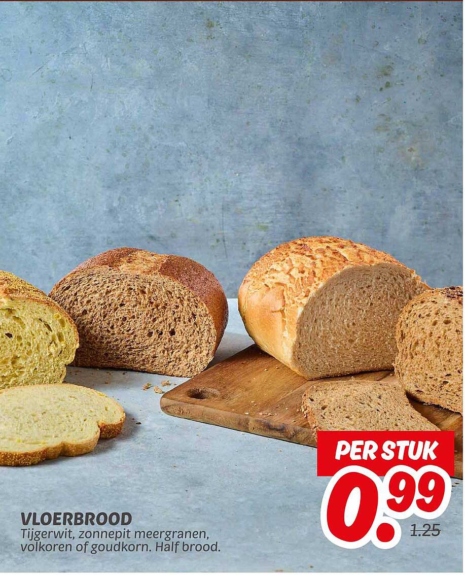 Vloerbrood Tijgerwit, Zonnebloem Meergranen, Volkoren Of Goudkorn. Half ...