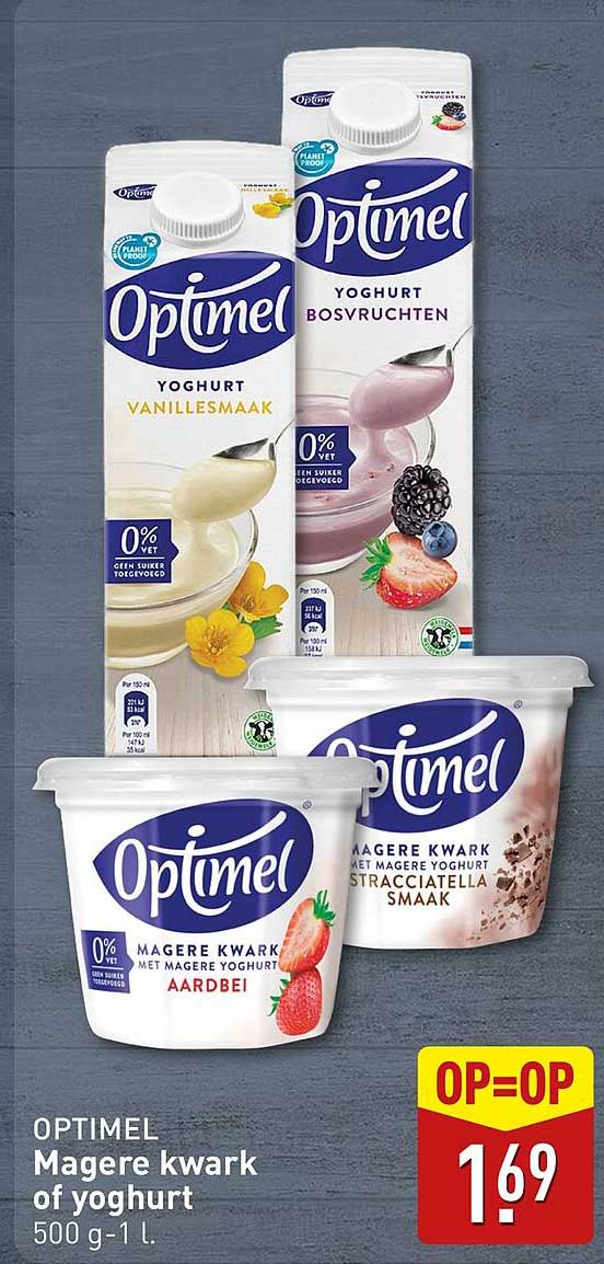 Optimel Magere Kwark Of Yoghurt 500 G-1 L. aanbieding bij ALDI