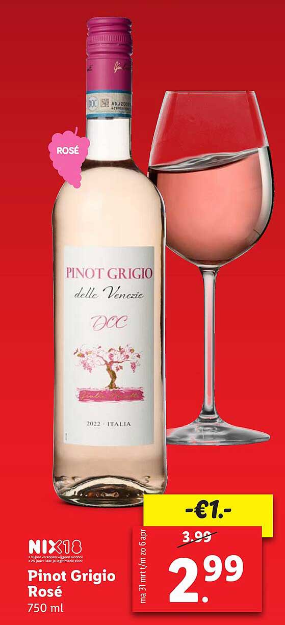 Pinot Grigio Rosé 750 Ml aanbieding bij Lidl