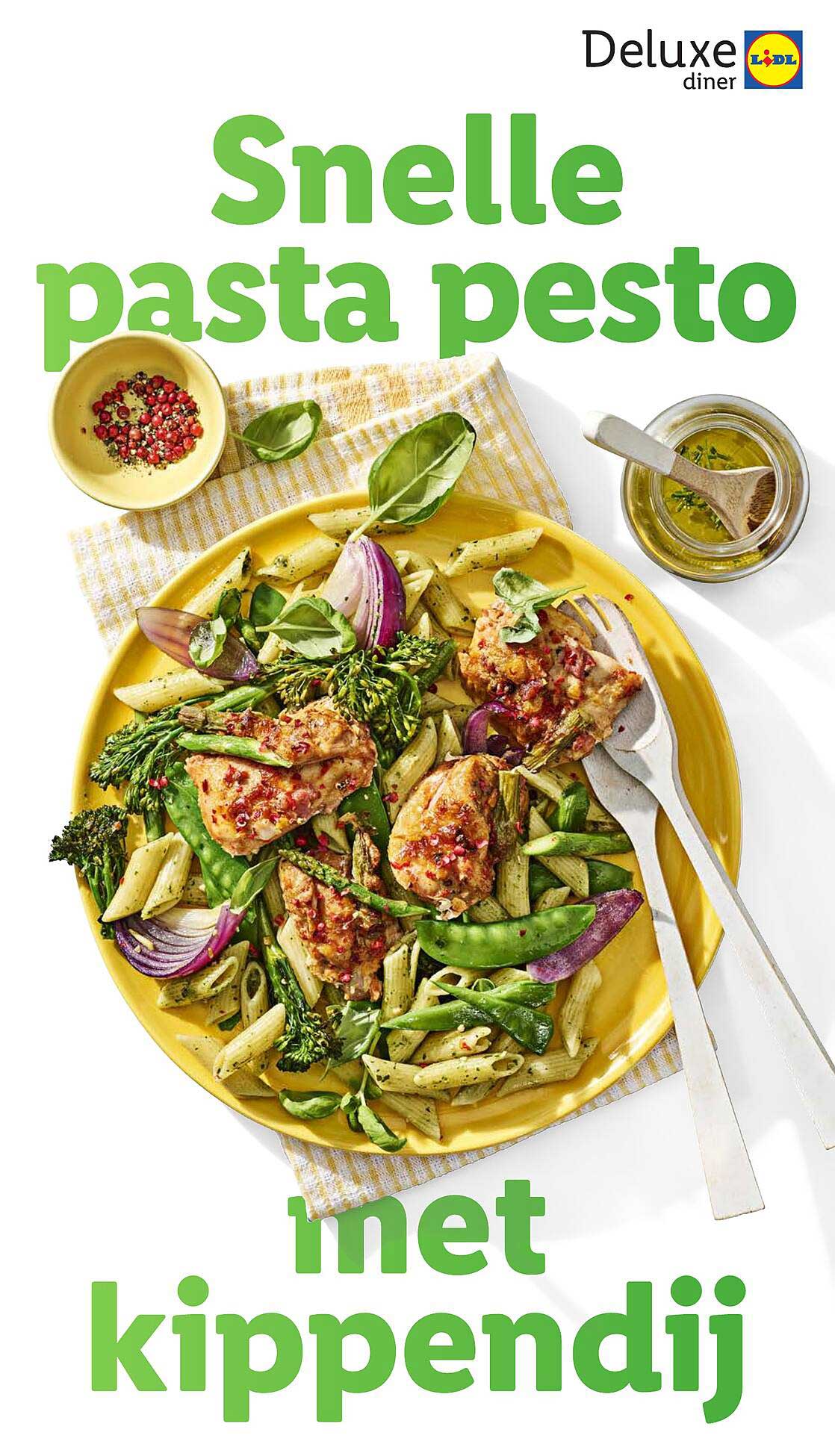Snelle Pasta Pesto Met Kippendij Aanbieding bij Lidl - FolderFeest.nl