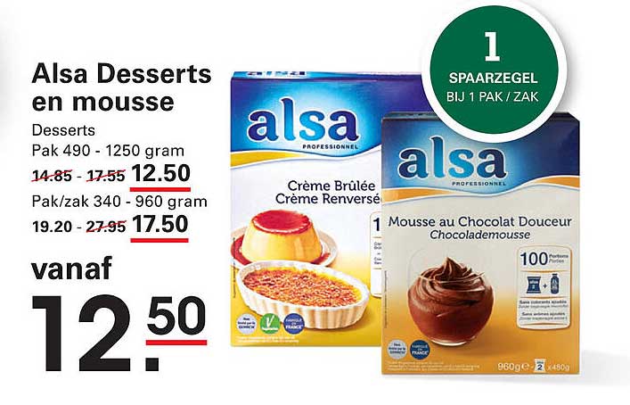 Alsa Desserts En Mousse aanbieding bij Sligro