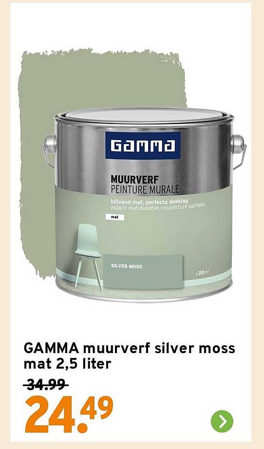 Gamma Muurverf Silver Moss Mat 2,5 Liter aanbieding bij GAMMA
