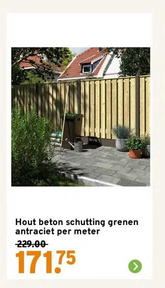 Hout Beton Schutting Groen Antraciet Per Meter aanbieding bij GAMMA