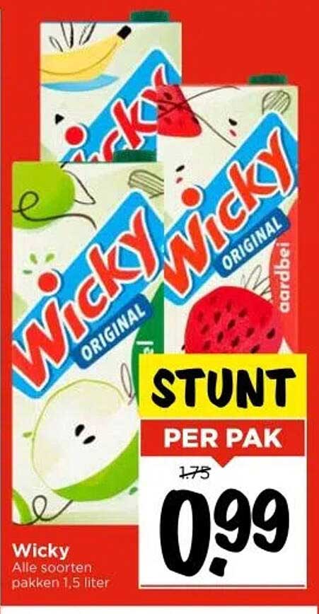 Wicky Original Alle Soorten Pakken 1,5 Liter Aanbieding bij Vomar ...