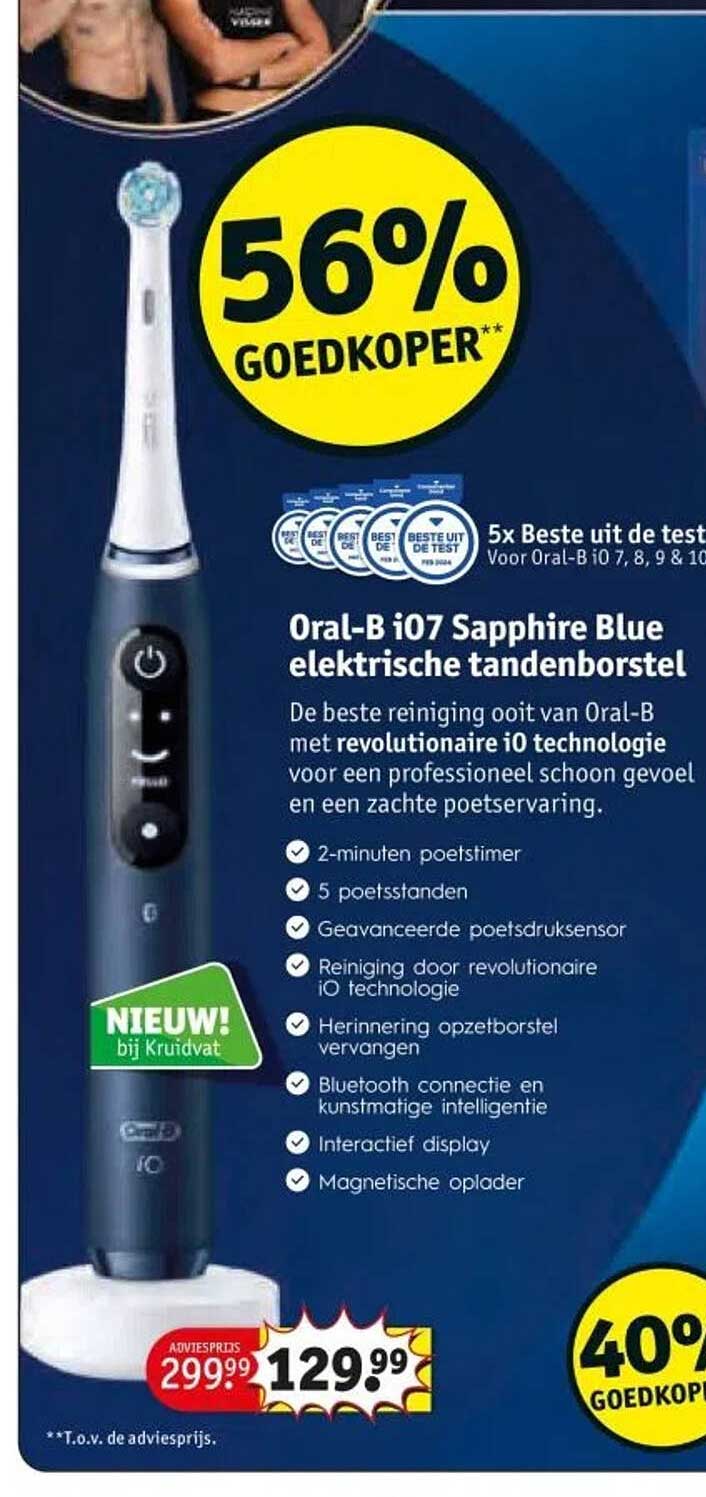 Oral-B Io7 Sapphire Blue Elektrische Tandenborstel aanbieding bij Kruidvat