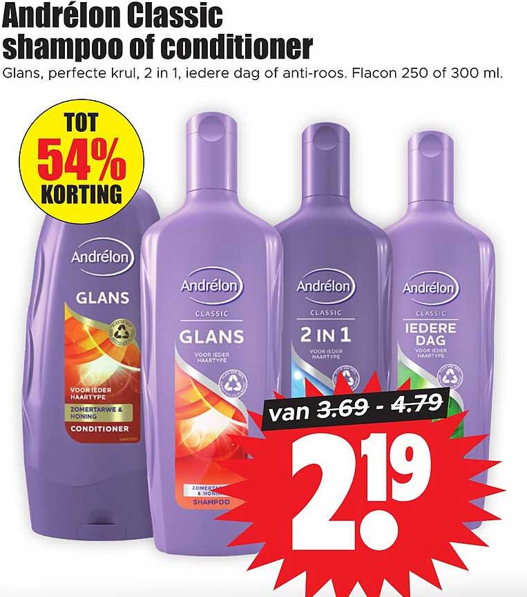 Andrélon Classic Shampoo Of Conditioner Aanbieding bij Dirk ...