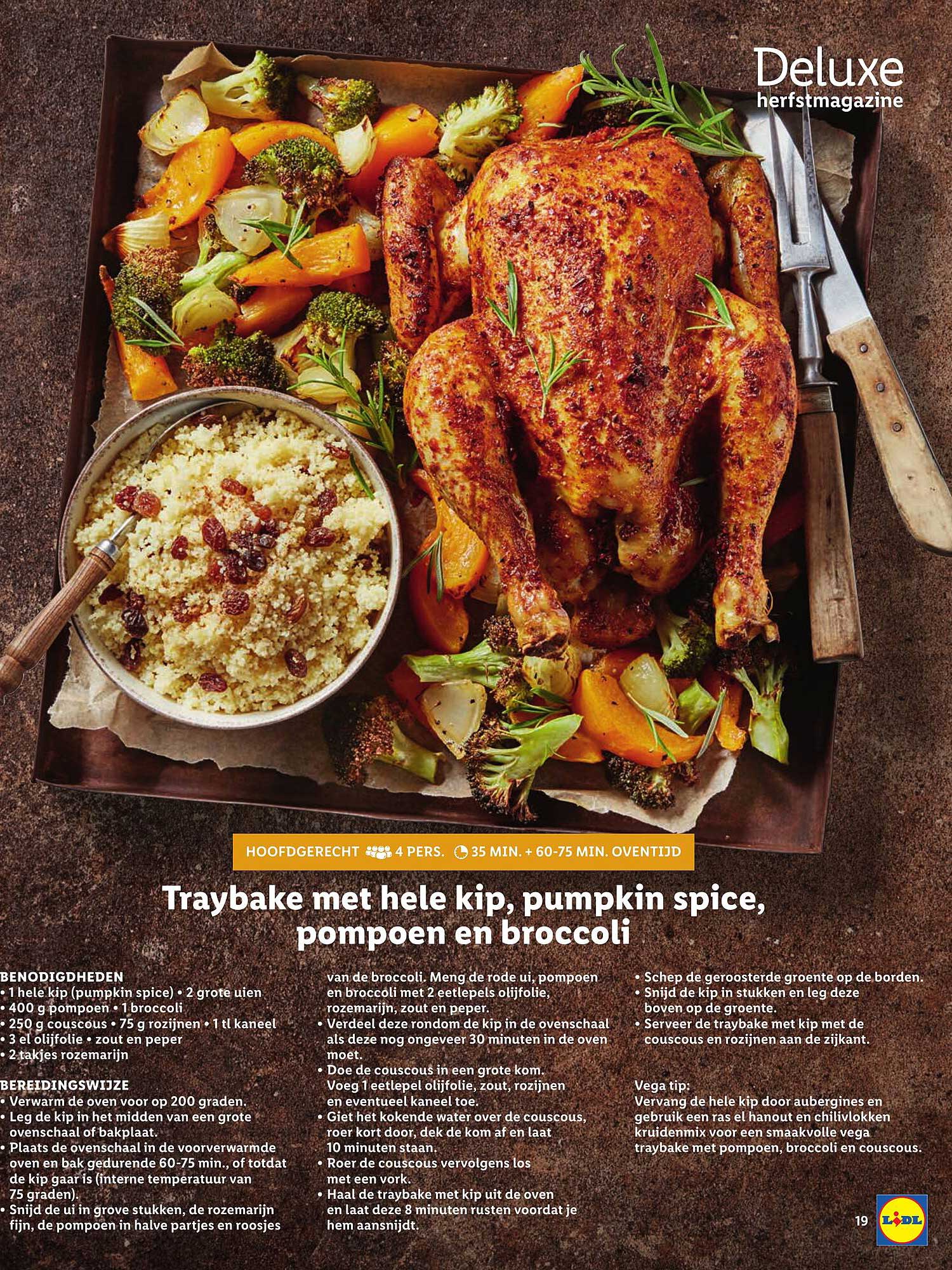 Traybake Met Hele Kip, Pumpkin Spice, Pompoen En Broccoli Aanbieding ...