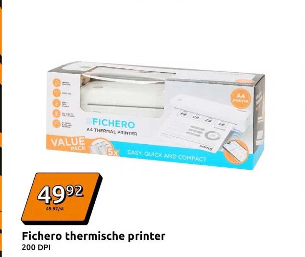 Fichero Thermische Printer Aanbieding bij Action - FolderFeest.nl