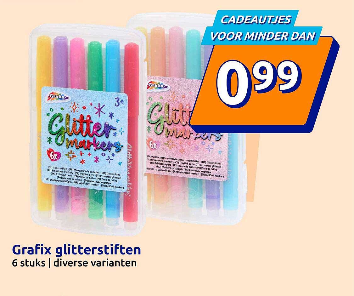 Grafix Glitterstiften 6 Stuks | Diverse Varianten Aanbieding bij Action ...