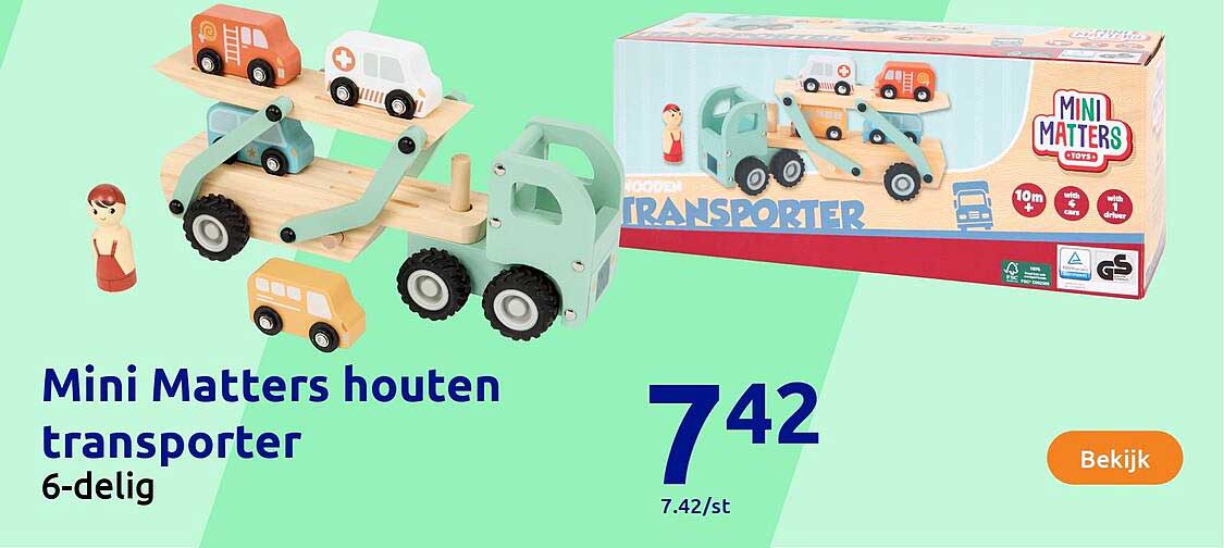Mini Matters Houten Transporter 6-Delig Aanbieding bij Action ...