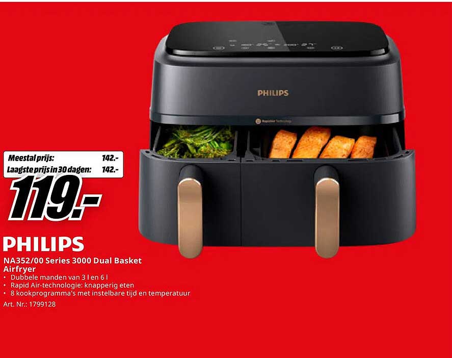 Philips Na352/00 Series 3000 Dual Basket Airfryer Aanbieding bij ...
