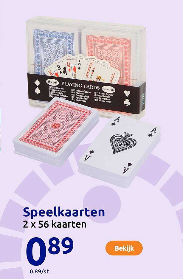 Speelkaarten 2 X 56 Kaarten Aanbieding bij Action - FolderFeest.nl