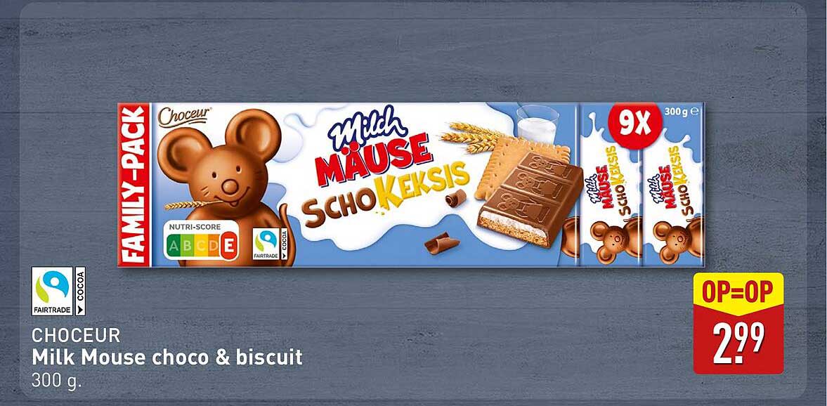 Choceur Milk Mouse Choco & Biscuit aanbieding bij ALDI