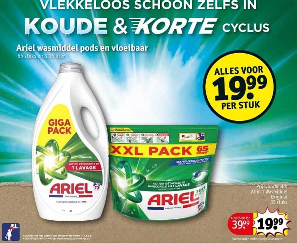Ariel Wasmiddel Pods En Vloeibaar - 65 Stuks En 3.15 Liter Aanbieding ...