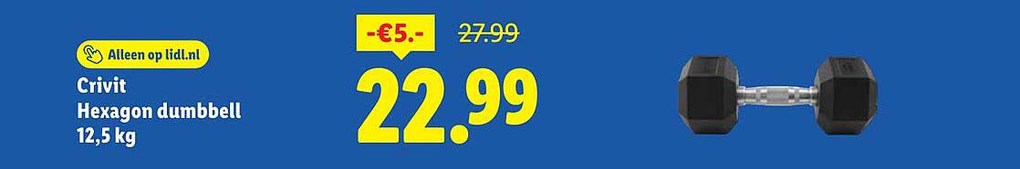 Crivit Hexagon Dumbbell 12,5 Kg Aanbieding bij Lidl - FolderFeest.nl