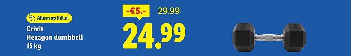Crivit Hexagon Dumbbell 15 Kg Aanbieding bij Lidl - FolderFeest.nl