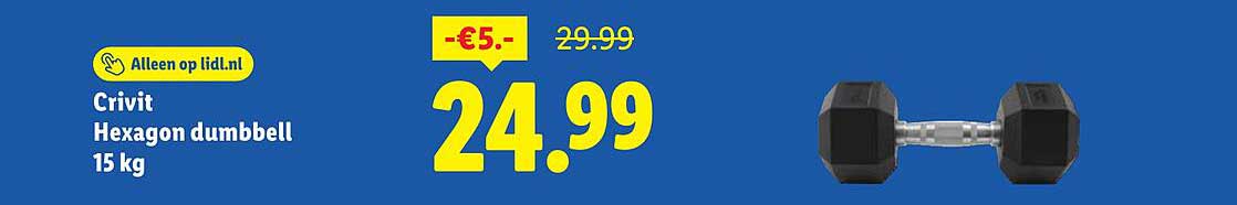 Crivit Hexagon Dumbbell 15 Kg Aanbieding bij Lidl - FolderFeest.nl
