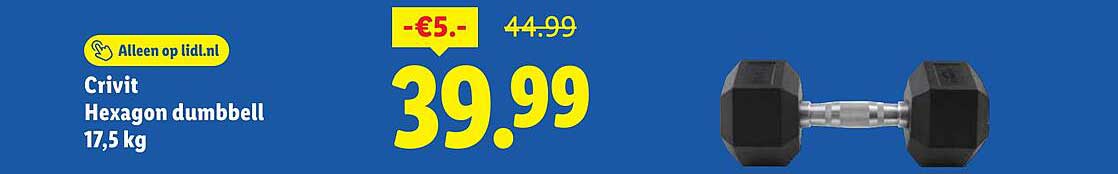Crivit Hexagon Dumbbell 17,5 Kg Aanbieding bij Lidl - FolderFeest.nl