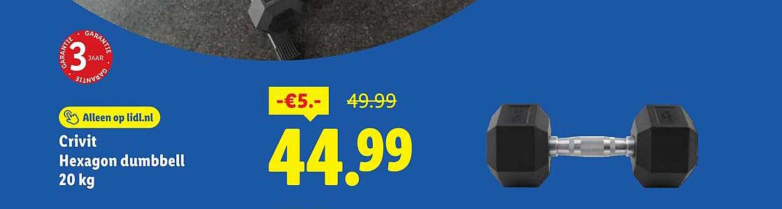 Crivit Hexagon Dumbbell 20 Kg Aanbieding bij Lidl - FolderFeest.nl