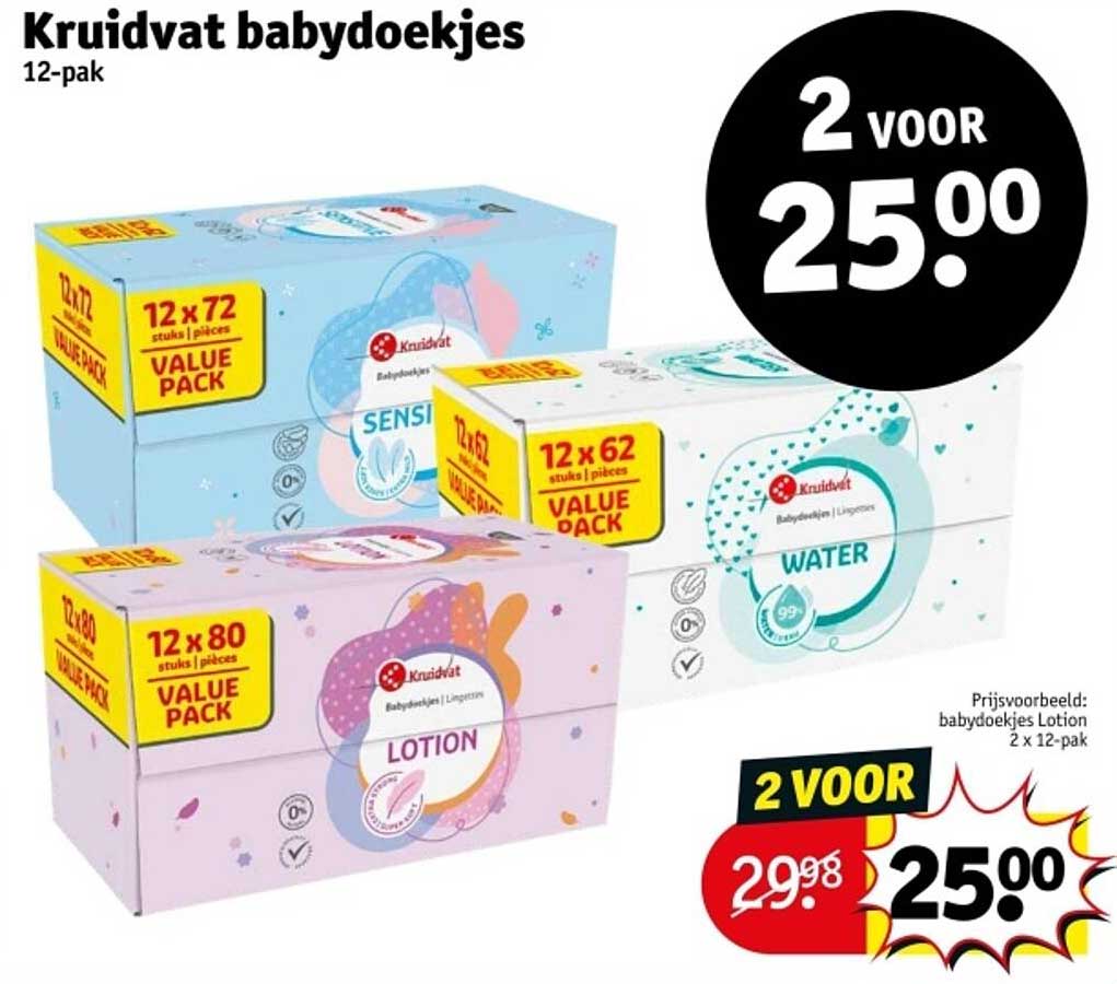 Kruidvat Babydoekjes 12-Pak Aanbieding bij Kruidvat - FolderFeest.nl