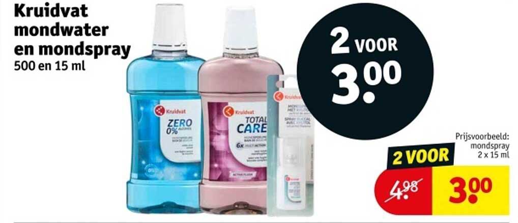Kruidvat Mondwater En Mondspray 500 En 15 Ml Aanbieding bij Kruidvat ...