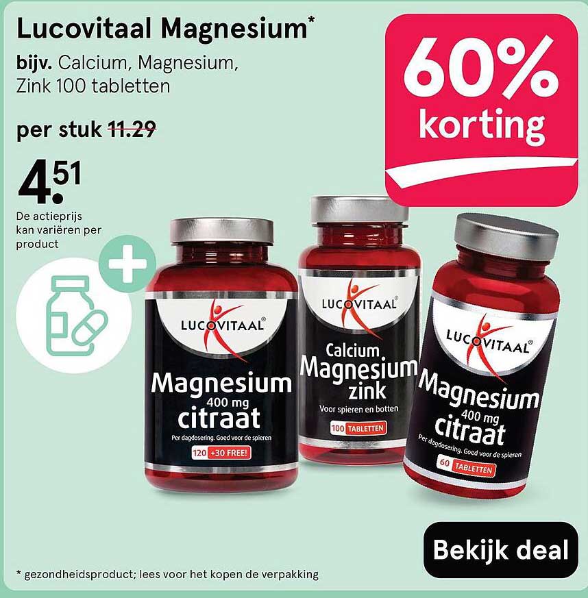 Lucovitaal Magnesium* Bijv. Calcium, Magnesium, Zink 100 Tabletten ...