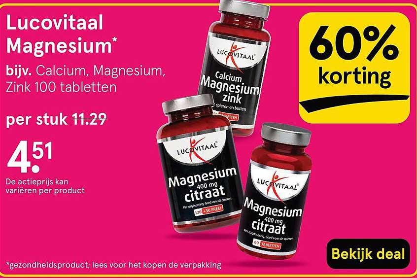 Lucovitaal Magnesium* Bijv. Calcium, Magnesium, Zink 100 Tabletten ...