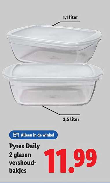 Pyrex Daily 2 Glazen Vershoudbakjes Aanbieding bij Lidl - FolderFeest.nl