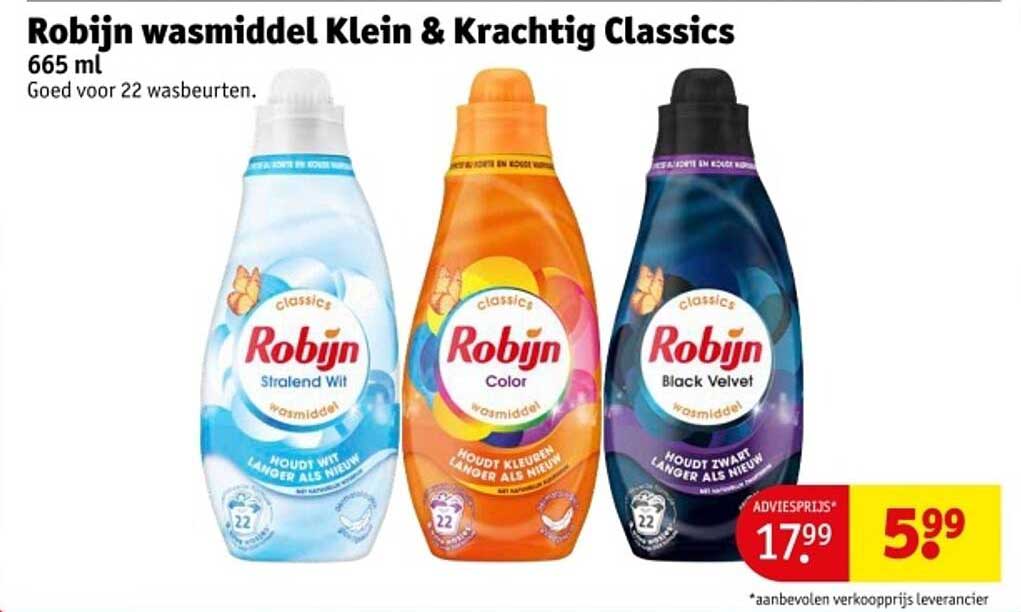 Robijn Wasmiddel Klein & Krachtig Classics 665 Ml Aanbieding bij ...