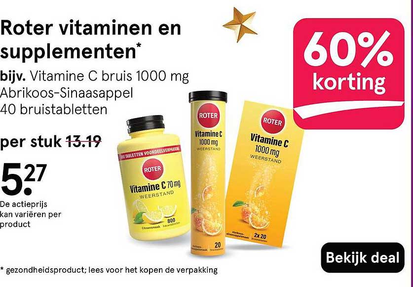 Roter Vitaminen En Supplementen* Bijv. Vitamine C Bruis 1000 Mg ...