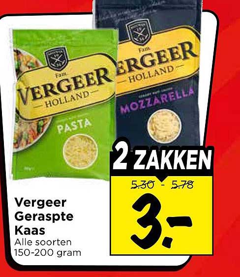 Vergeer Geraspte Kaas Aanbieding bij Vomar - FolderFeest.nl