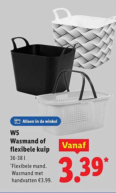 W5 Wasmand Of Flexibele Kuip 36-38 L Aanbieding bij Lidl - FolderFeest.nl