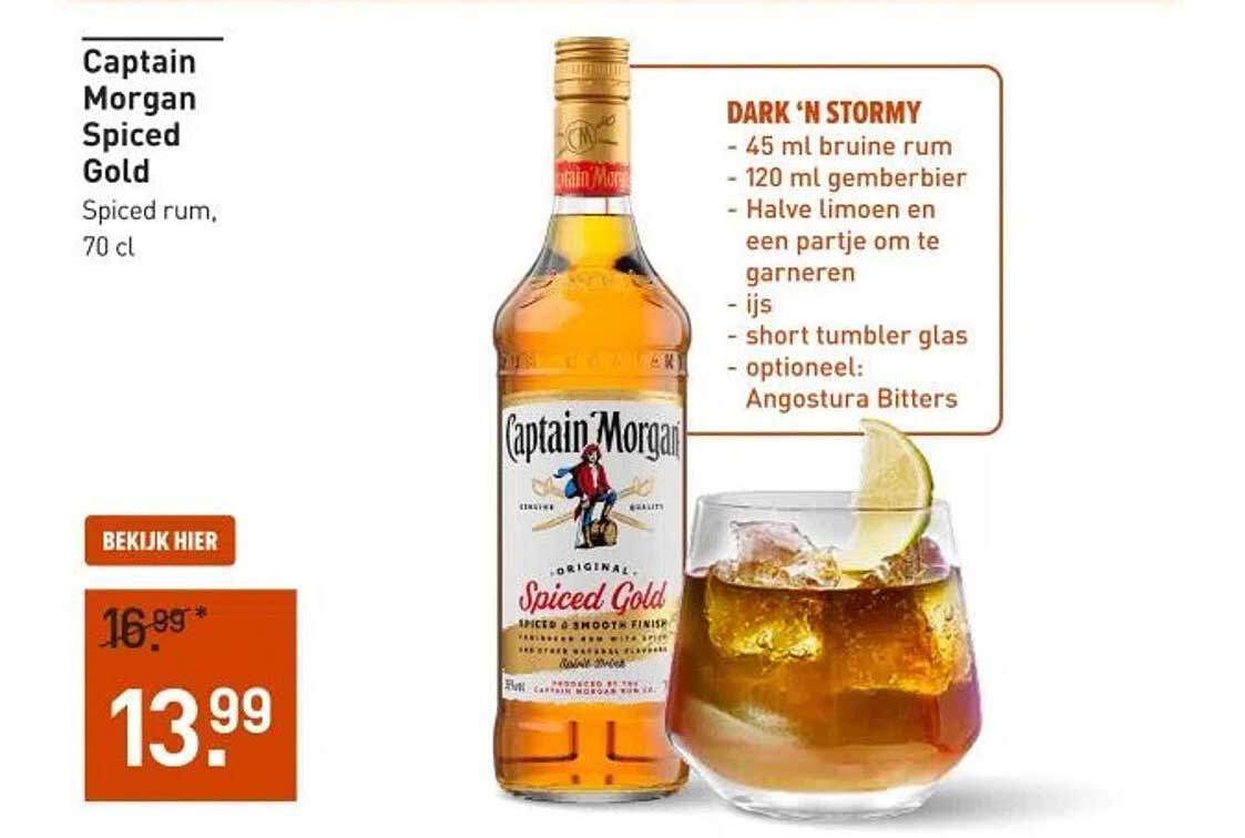 Captain Morgan Spiced Gold Aanbieding bij Gall & Gall - FolderFeest.nl