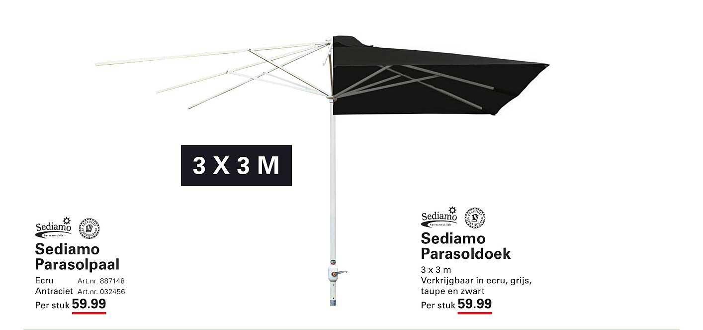 Sediamo Parasolpaal 4 X 4 Meter Aanbieding bij Sligro - FolderFeest.nl