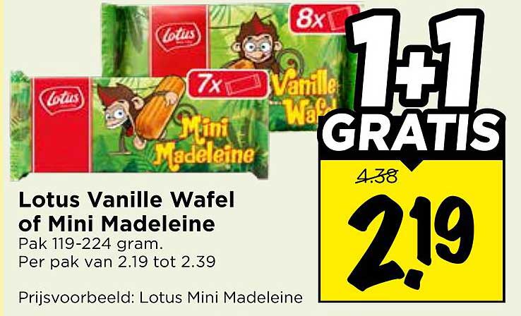 Lotus Vanille Wafel Of Mini Madeleine Aanbieding bij Vomar - FolderFeest.nl