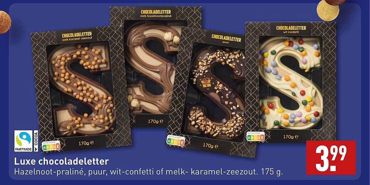 Luxe Chocoladeletter aanbieding bij ALDI
