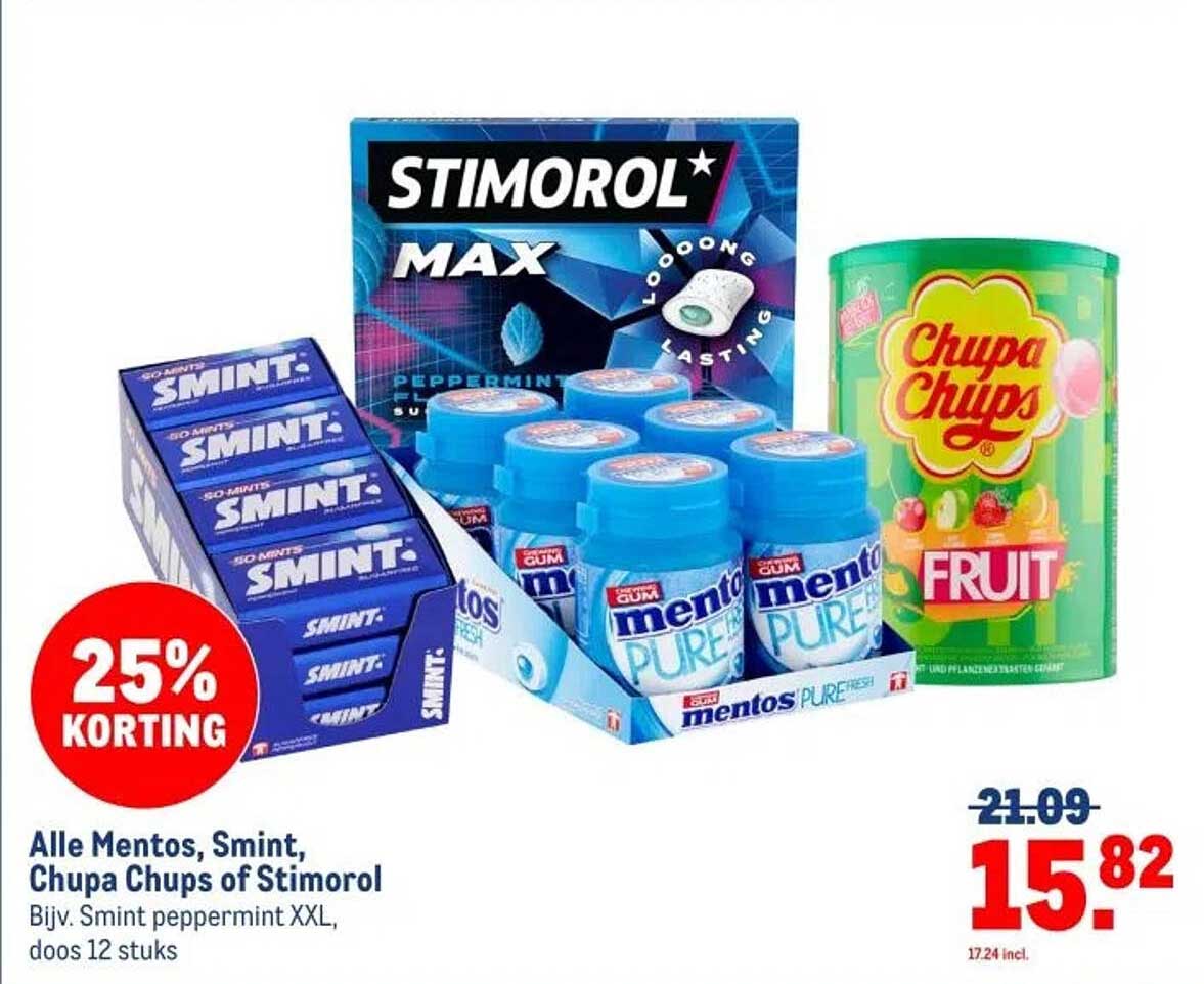 Alle Mentos, Smint, Chupa Chups Of Stimorol Aanbieding bij Makro ...