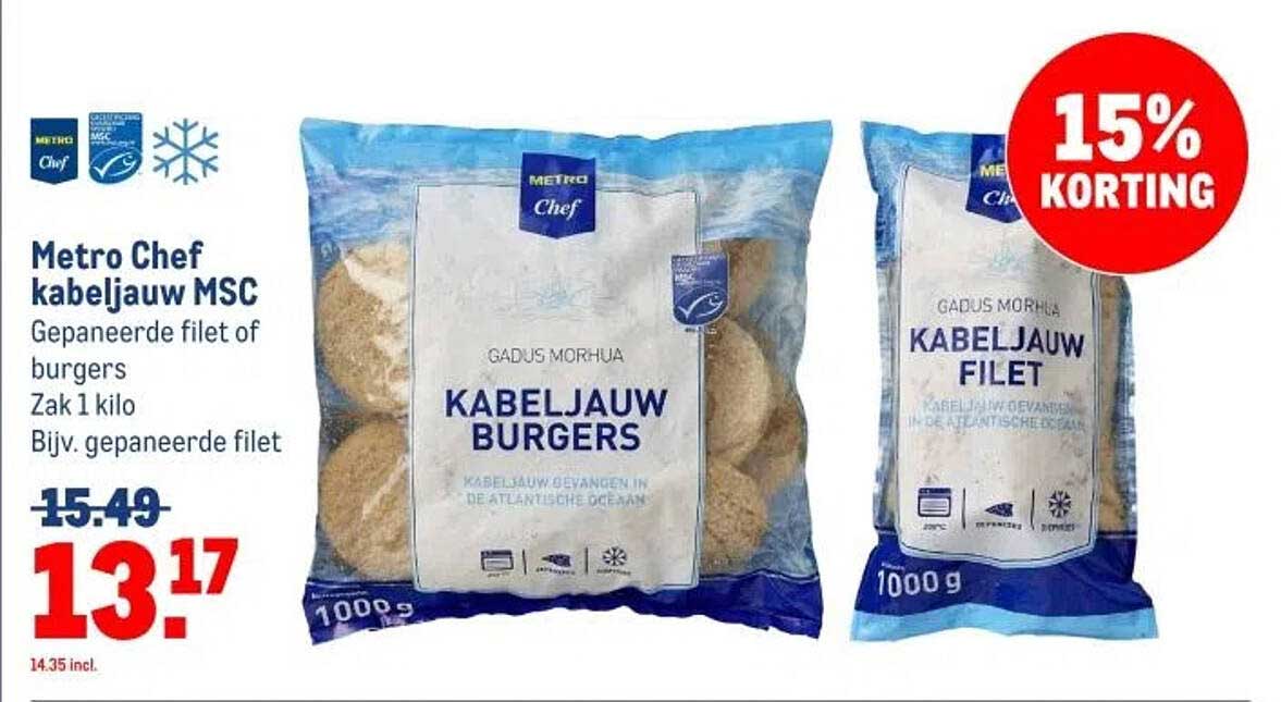 Metro Chef Kabeljauw Msc Gepaneerde Filet Of Burgers Aanbieding bij ...