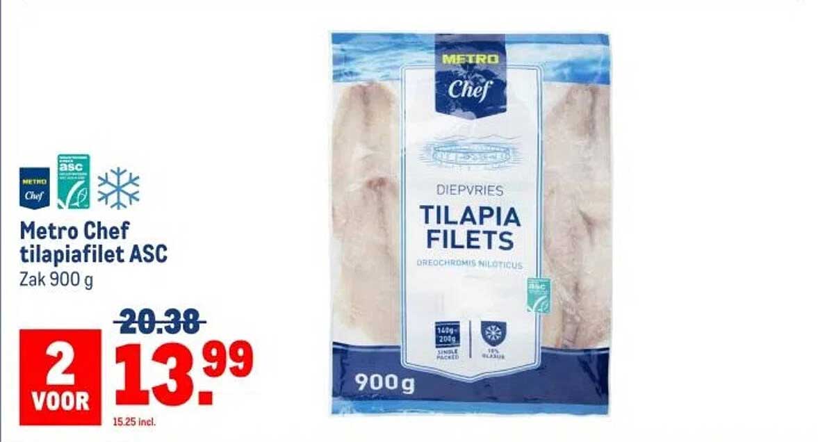 Metro Chef Tilapiafilet Asc Aanbieding bij Makro - FolderFeest.nl