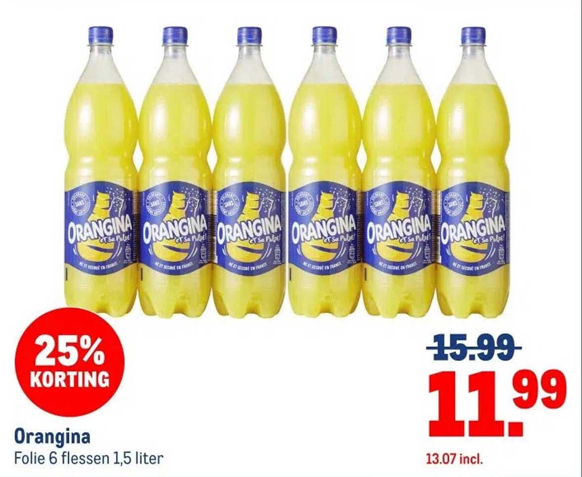 Orangina Folie 6 Flessen 1,5 Liter Aanbieding bij Makro - FolderFeest.nl