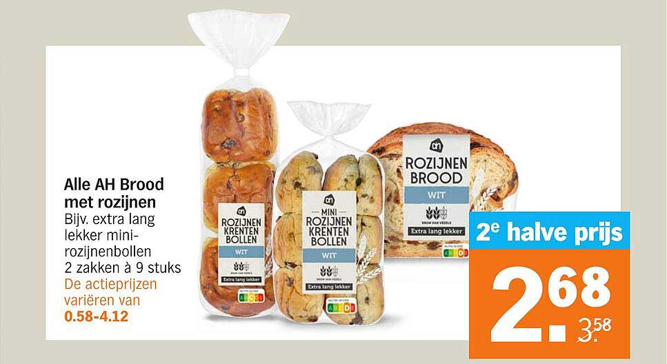 Alle Ah Brood Met Rozijnen Aanbieding bij Albert Heijn - FolderFeest.nl