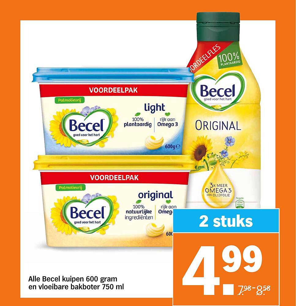 Alle Becel Kuipen 600 Gram En Vloeibare Bakboter 750 Ml Aanbieding bij ...