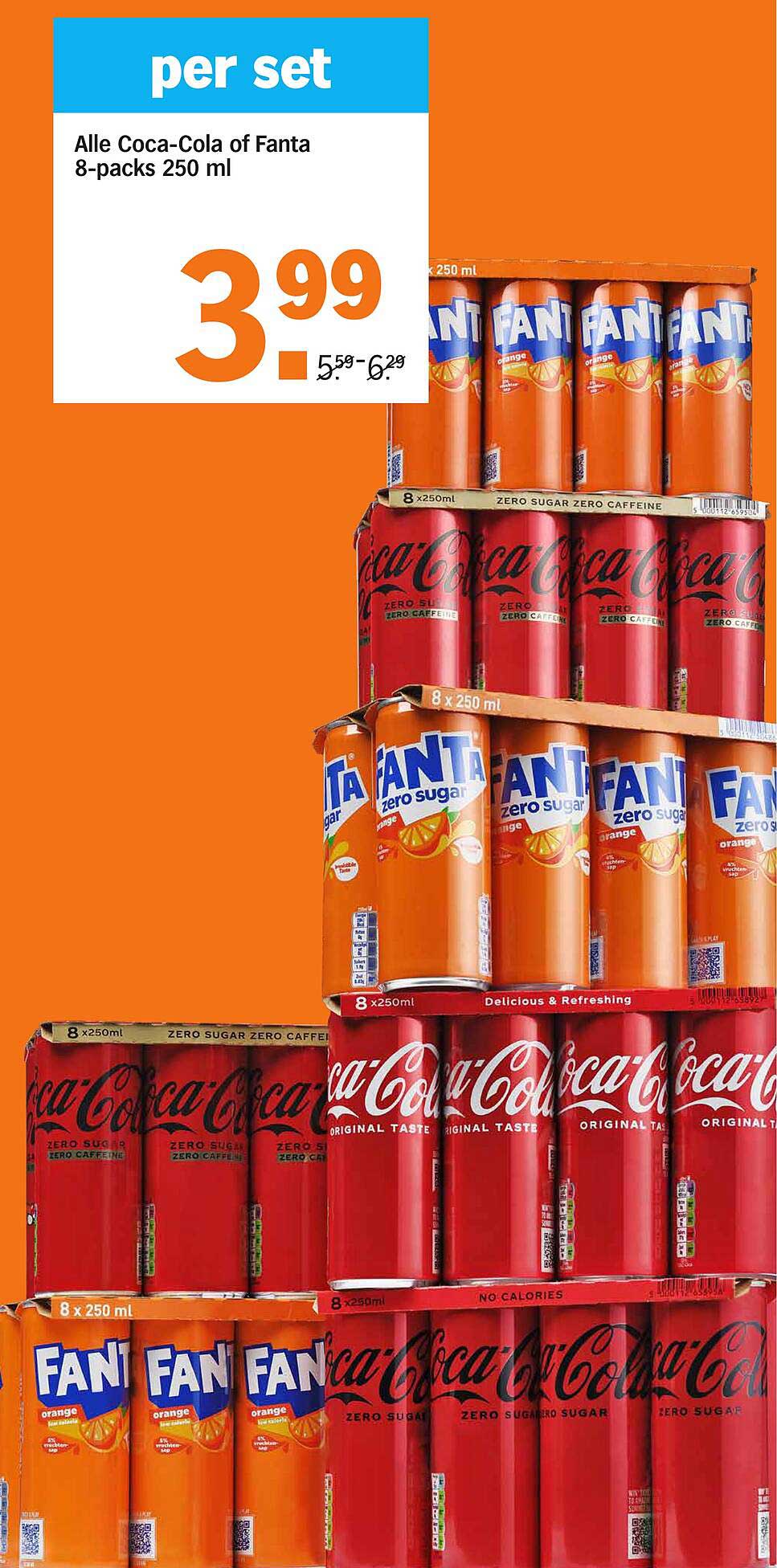 Alle Coca-Cola Of Fanta 8-Packs 250 Ml aanbieding bij Albert Heijn