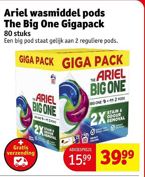 Ariel Wasmiddel Pods The Big One Gigapack 80 Stuks aanbieding bij Kruidvat